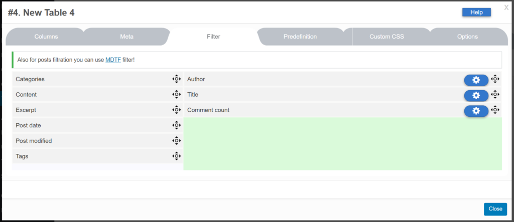 Posts filter - TABLEON - WordPress Posts Table Filterable